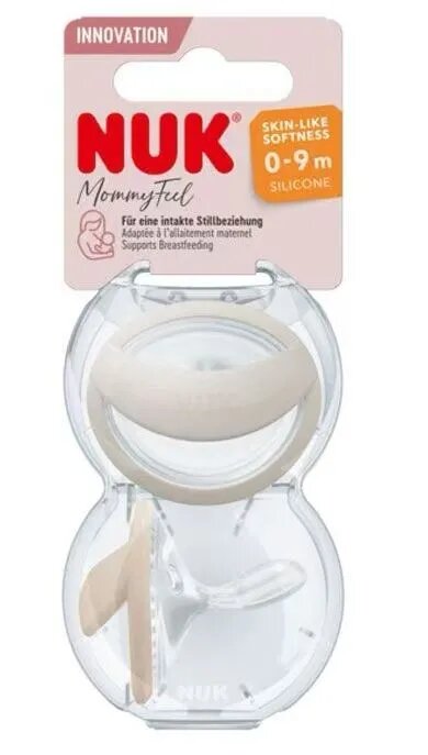 NUK MOMMYFEEL Соска пустышка ортодонтическая силиконовая, разм. 1 (для детей с 0 мес.), 2 шт. в контейнере