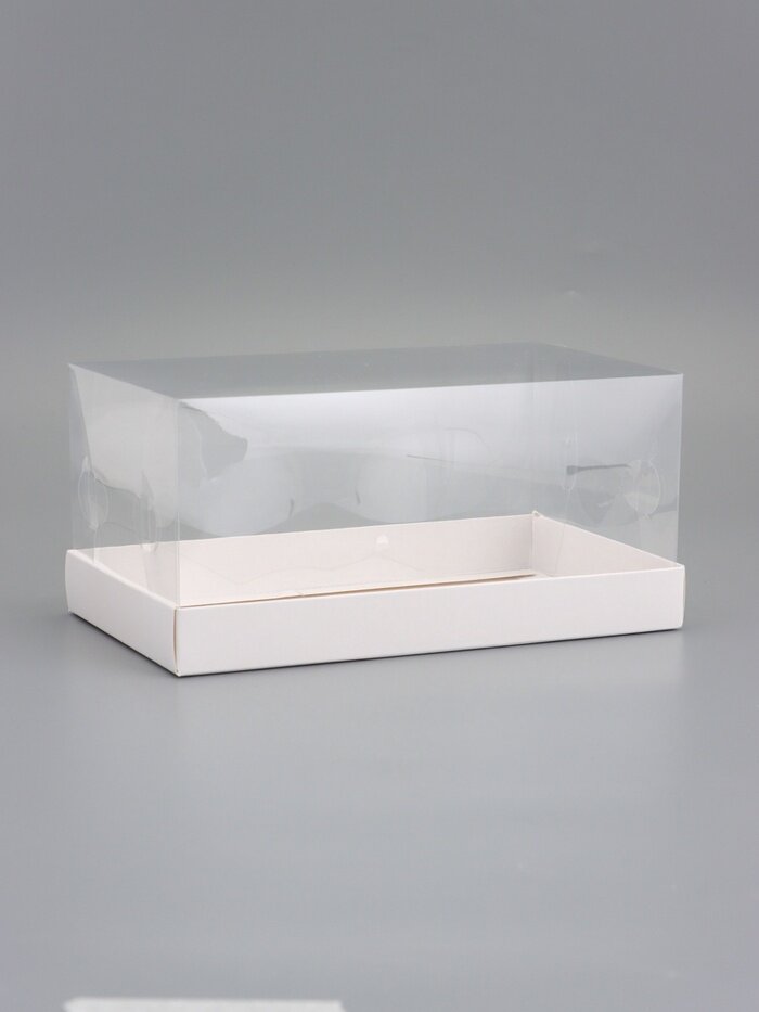 Кондитерская коробка под рулет, белая, с прозрачной крышкой, 25×15×12 см