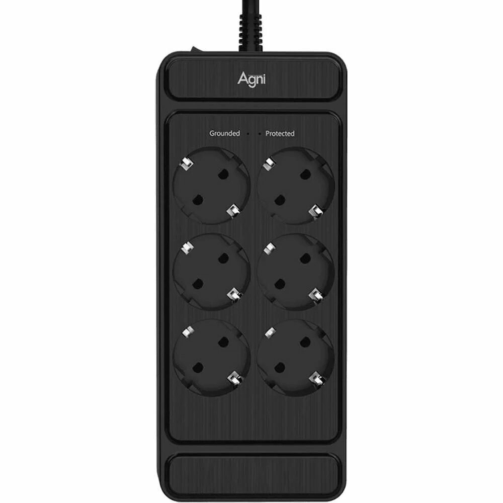 Сетевой фильтр плоский AGNI 6 розеток с кабелем 5м, черный TP-FS6E-5m-black