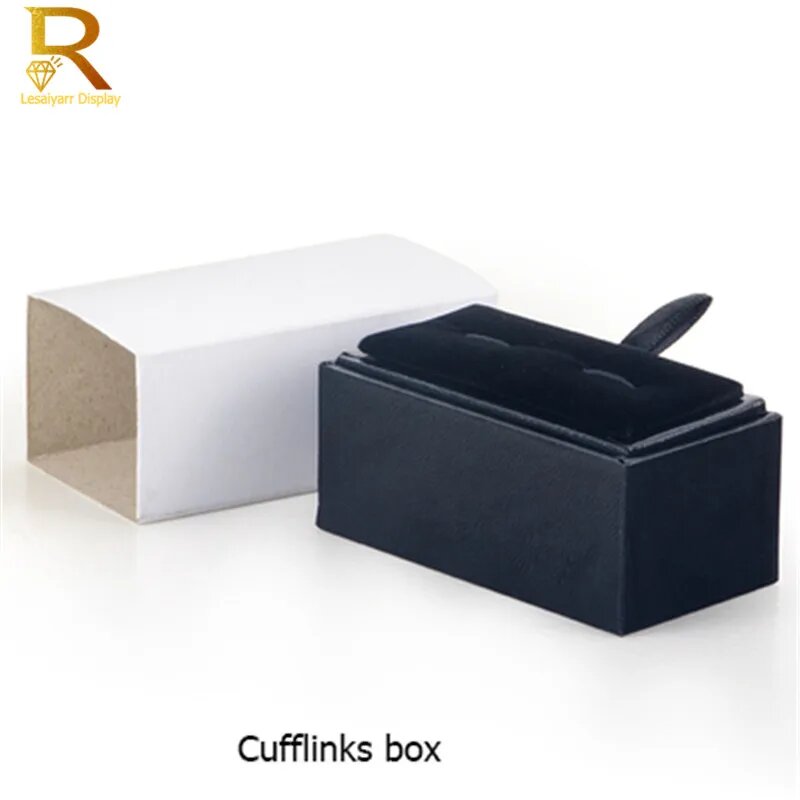 Упаковка для запонок Lesaiyarr черная бархатная BlackPU Cufflink box