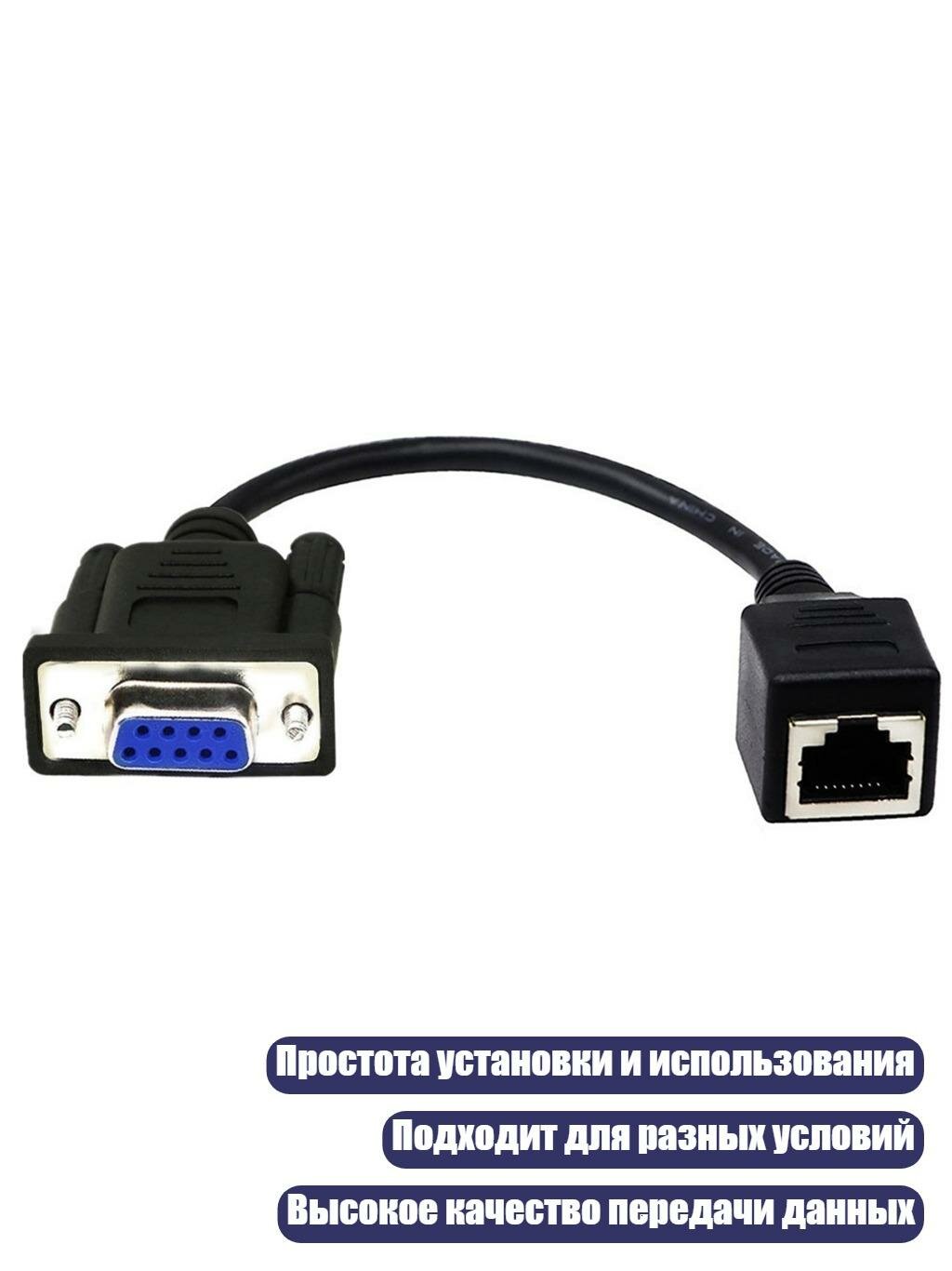 DB9 RS232 на RJ45, 9-контактный соединитель, FM