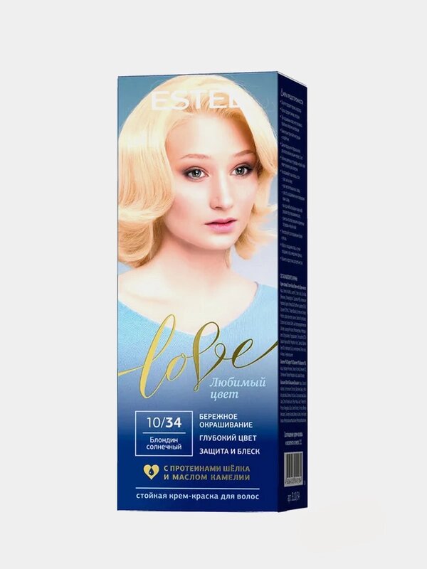 Стойкая крем-краска для волос ESTEL LOVE, блондин солнечный, тон 10/34