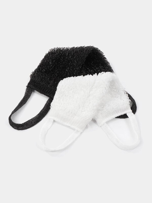 Набор - Мочалки массажные для тела жесткие, длинные, XXL размер, цвет чёрный+белый