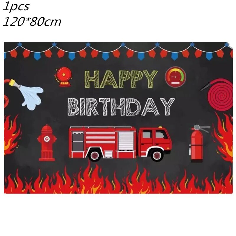 Пригласительные открытки пожарная тематика Красный, Backdrop 1pcs