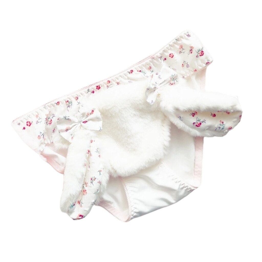 Кролик женские уши цветочный принт бантом нижнее белье женское белье трусы аниме фурри