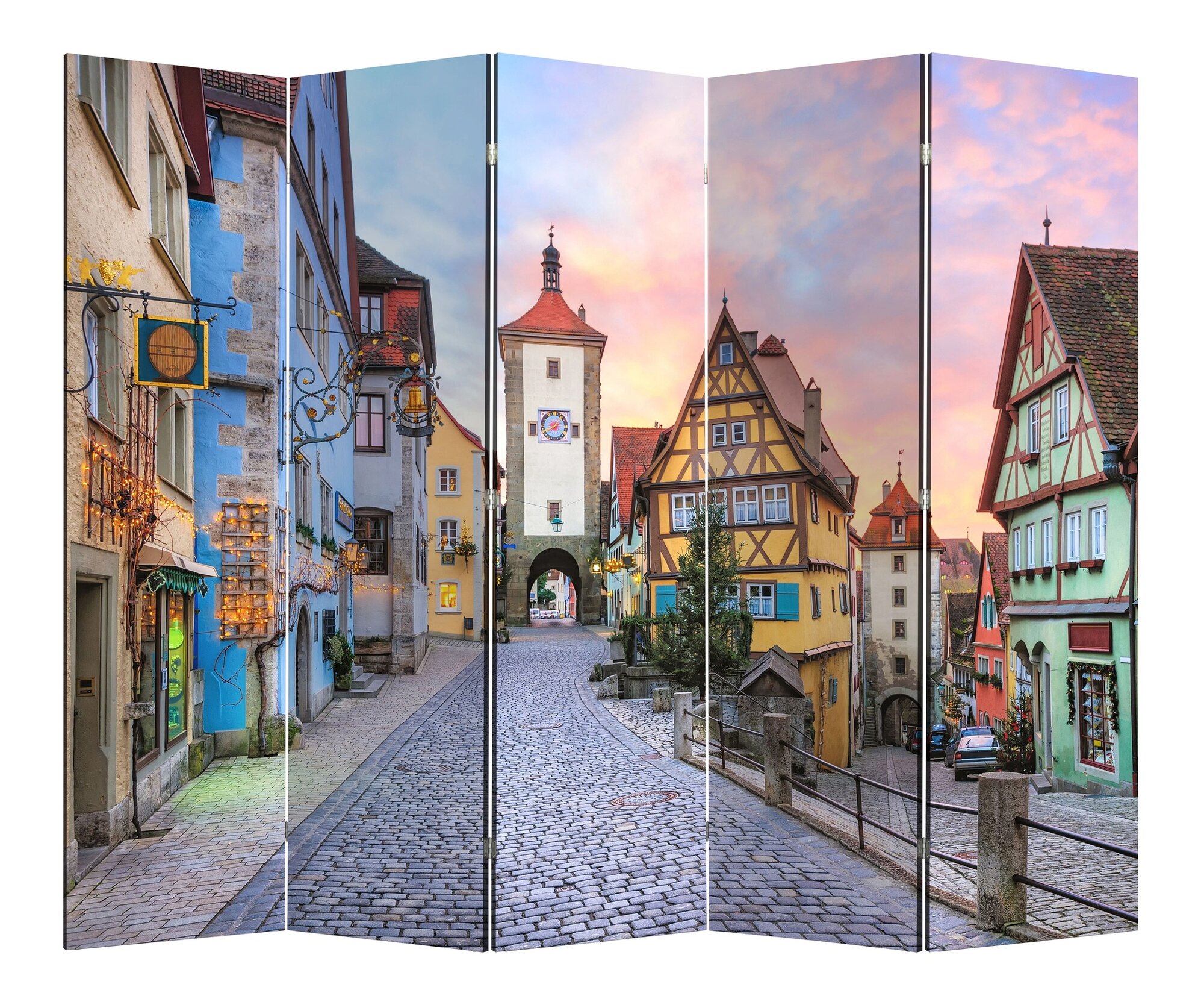 ПВХ ширма перегородка для зонирования Улицы города - 5, размер 177х235/47 см