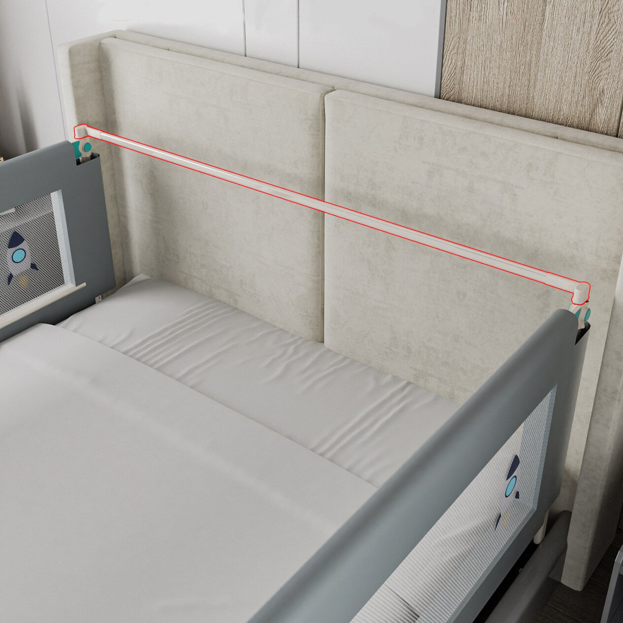 Без сверления бортик для кровати, защитный бортик для кровати, предотвращающий падение, защитный бортик для младенцев, усиленный барьер с одной стороны