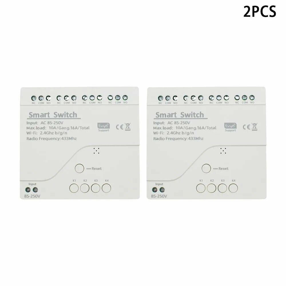 2шт Tuya Wi-Fi Умный релейный модуль AC 85-250V 220V 4 канала Модуль управления прибором Работа с Alexa Google Home
