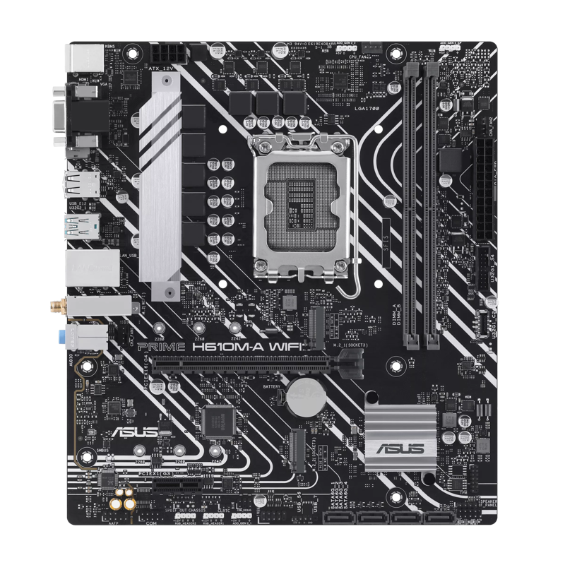 Материнская плата ASUS PRIME H610M-A WIFI, LGA1700, H610, DDR5, USB 3.2 Gen2, Wi‑Fi 5