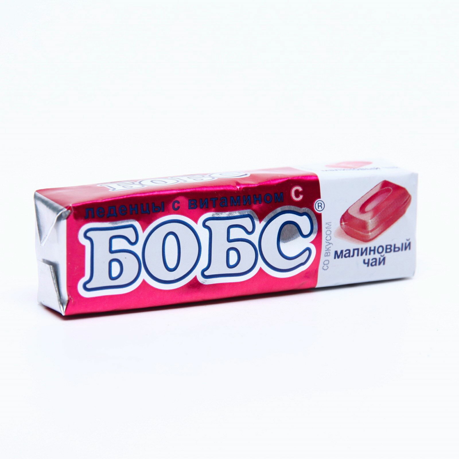 Леденцы бобс малиновый чай, витамин С, в упаковке 10 шт, показания: боль в горле