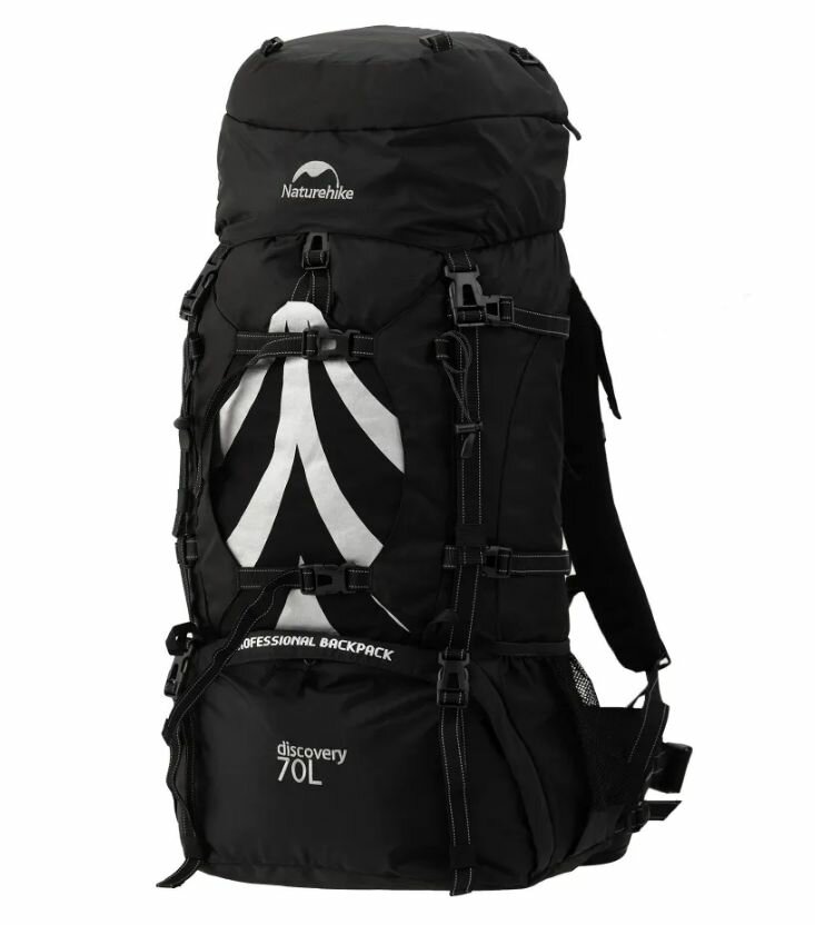Туристический рюкзак Naturehike Discovery 70 / Объем: 70 литров (+5л), Черный / Модель NH70B070-B