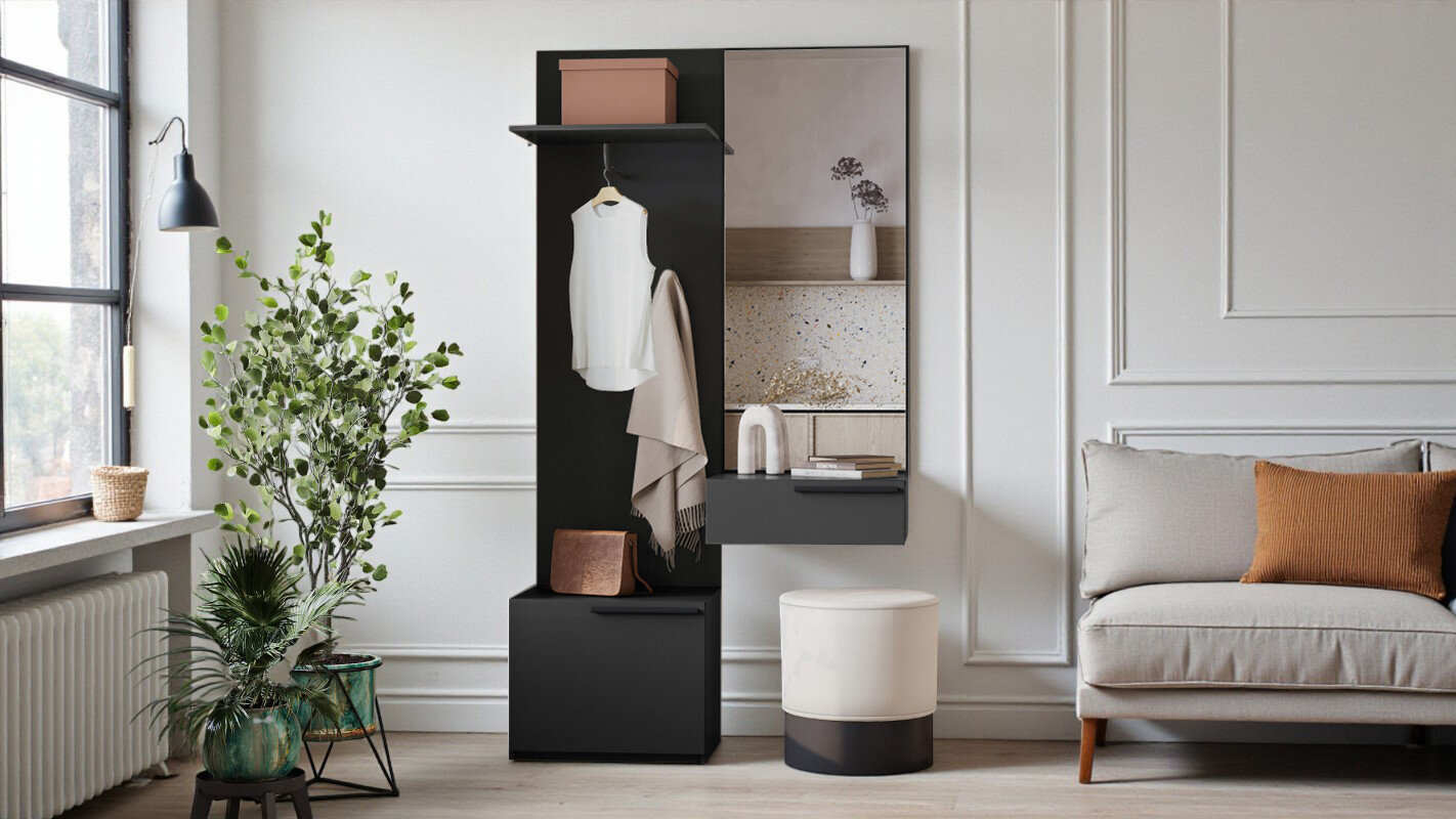 Прихожая Лорена Пакс-1 Черныи 0190 PE NEW 110x40x220 см, черный GOODFORM