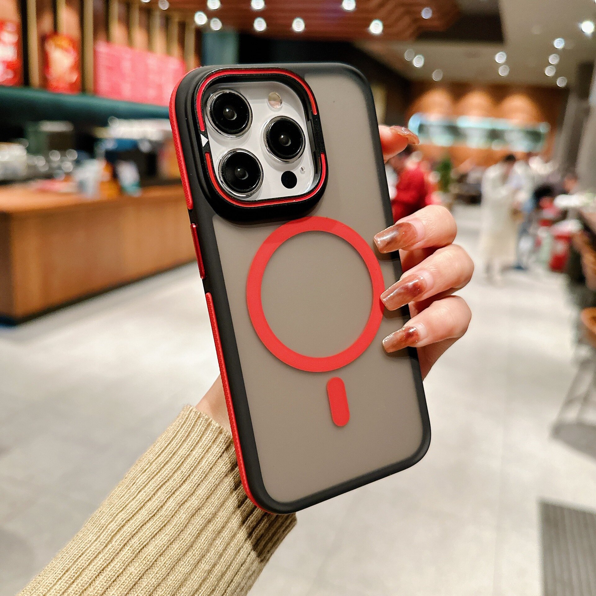 Кожная чувствительность Матовый объектив Кронштейн Красная кромка-IPhone16Pro