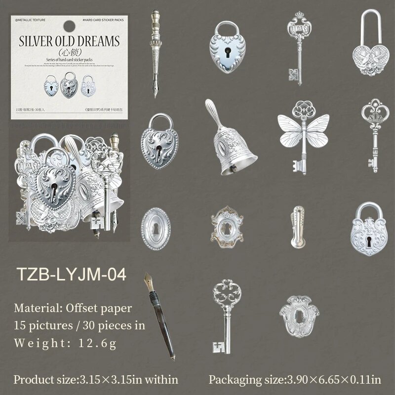 Винтажные наклейки Silver Old Dreams TZB-LYJM-04