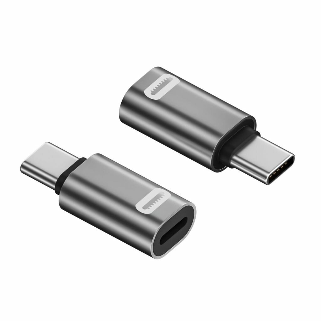 2шт подходит для разъемов Apple 16lightning female-TypeC male-male-серебристый