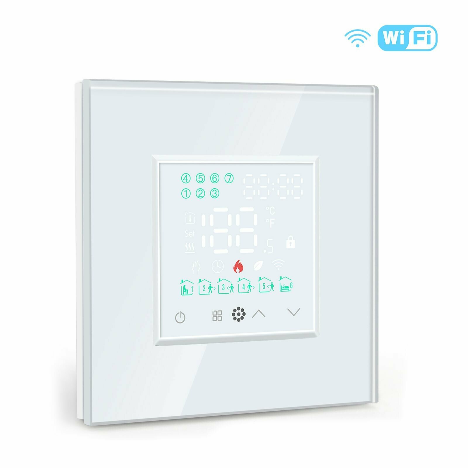 Терморегулятор для теплого пола Электрическое Wifi, LED сенсорным управлением, с программируемый и голосовым управлением,1 шт