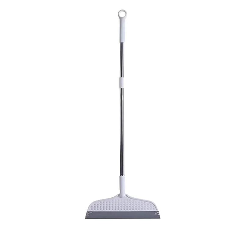 Швабра силиконовая с длинной ручкой для удаления волос и грязи с пола, 1/2 дюйм, длина 135 см, ширина рабочей части 30 см, белый цвет, 1 шт, предназначена для ванны, стекол, плиток и деревянных полов