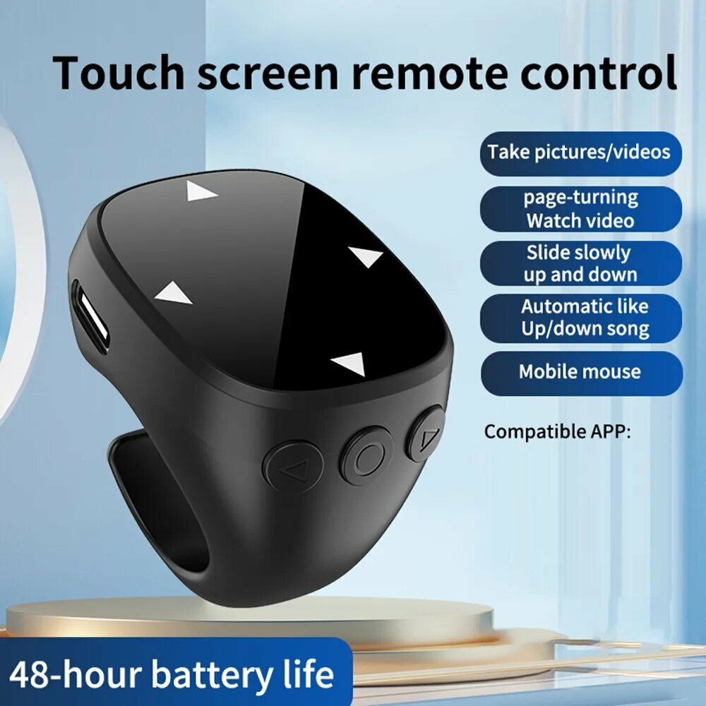 Новый беспроводной дисплейный пульт управления смарт-кольцом с Bluetooth 5.3 для фото, видео и управления музыкой