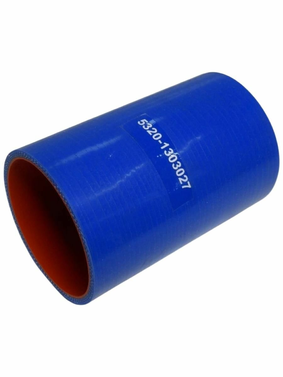 Патрубок радиатора КАМАЗ 027 нижний короткий "красный силикон" / ПромТехПласт, 1 шт.