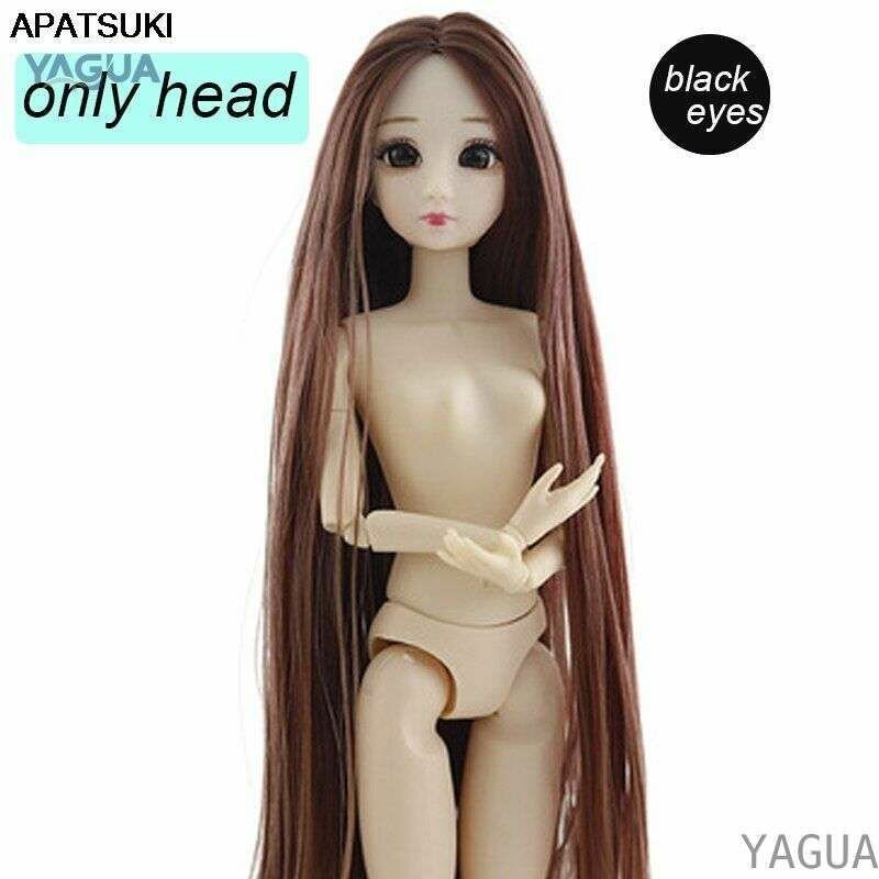 Голова куклы с длинными каштановыми волосами для куклы 11,5" YAGUA