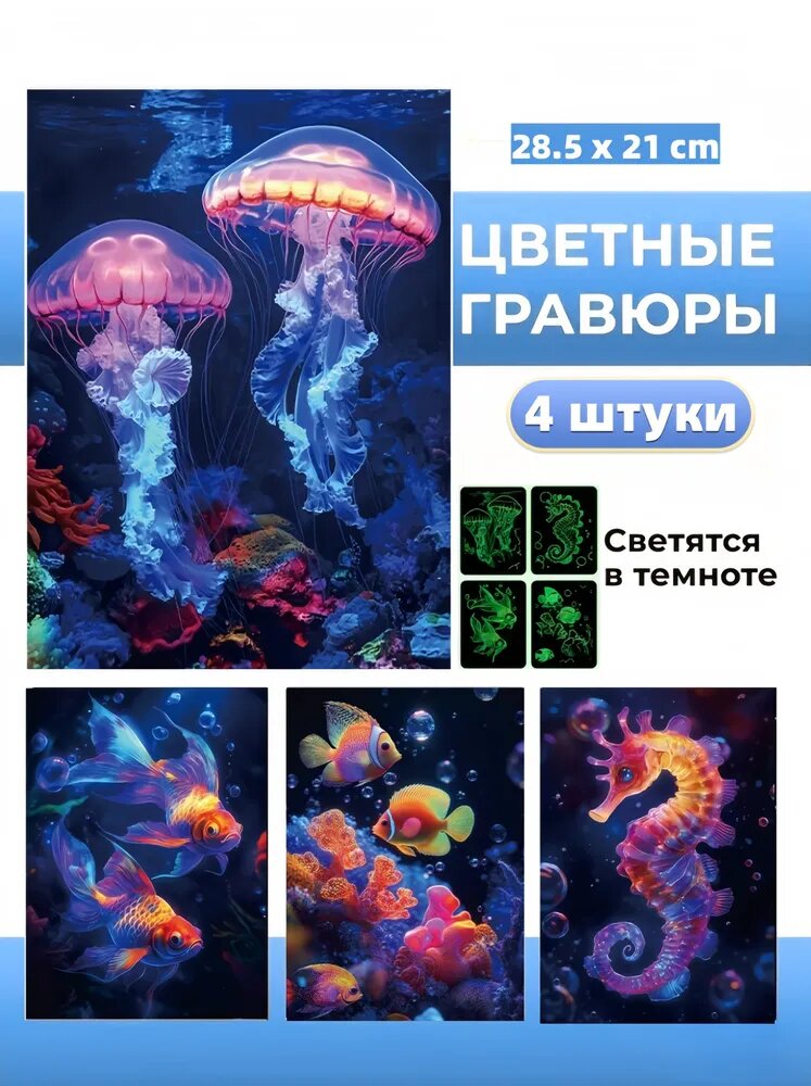 Набор для творчества гравюра для детей и взрослых, светится в темноте