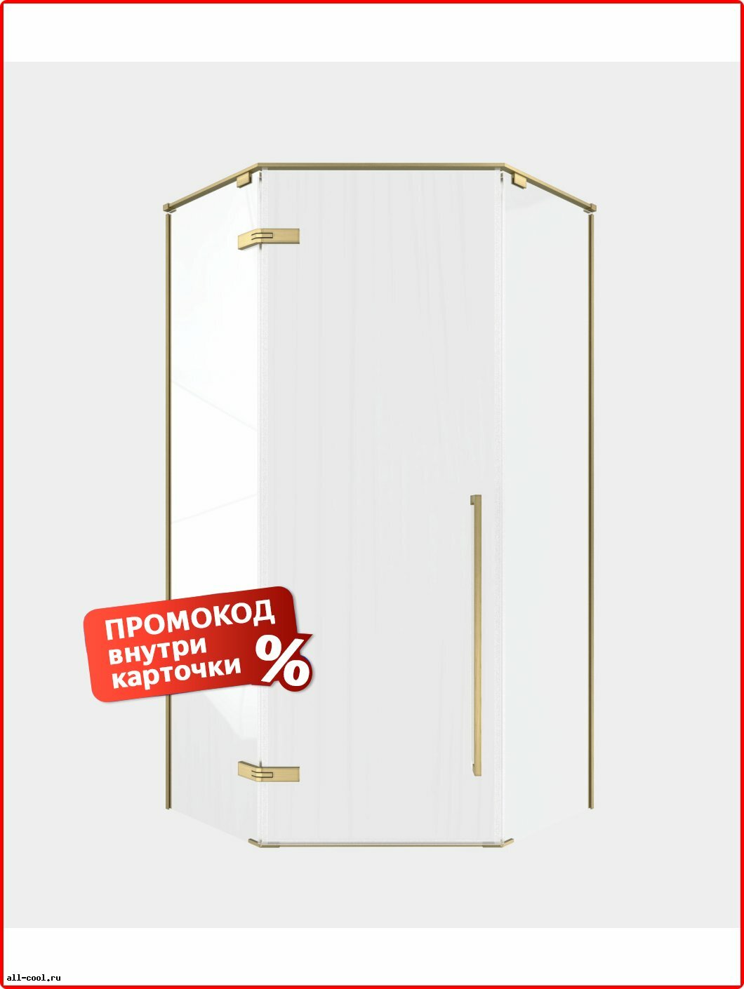 Душевой уголок Timo Ninfa 100x100, пятиугольная, прозрачное, золото, распашные, без поддона в комплекте