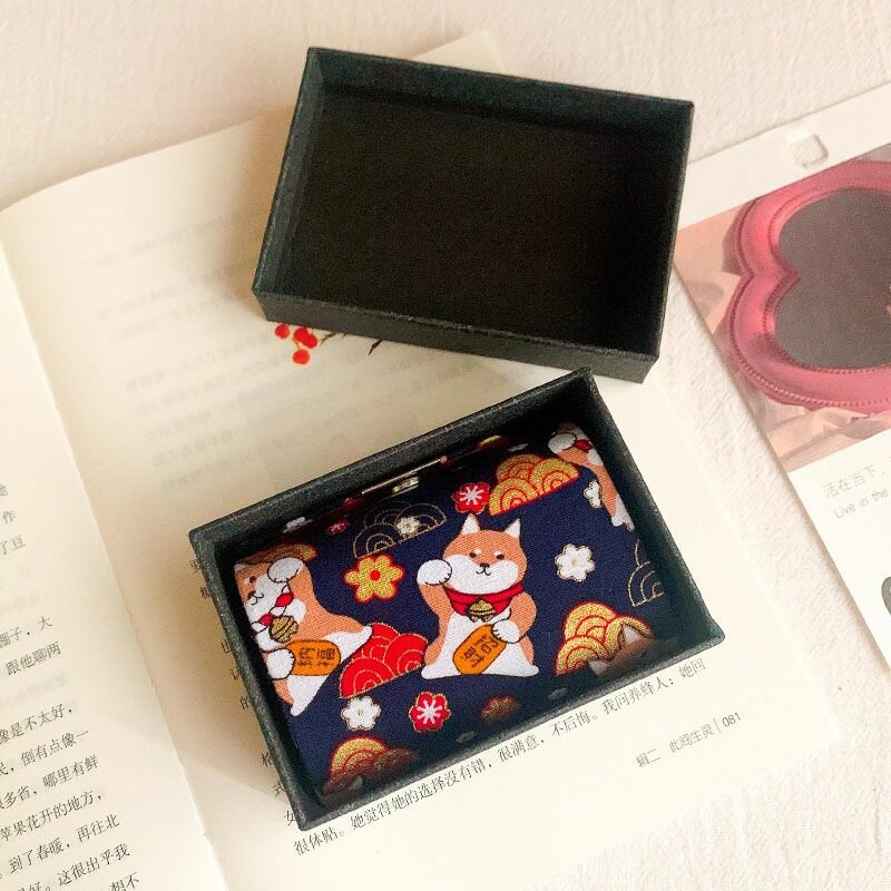 Портативный футляр для помады с зеркалом, миниатюрная подарочная коробка ручной работы в японском винтажном стиле, защитный чехол для помады.