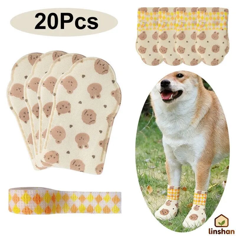 Одноразовые бахилы для домашних животных, уличные товары для кошек и собак, бахилы для домашних животных с принтом, 20 шт