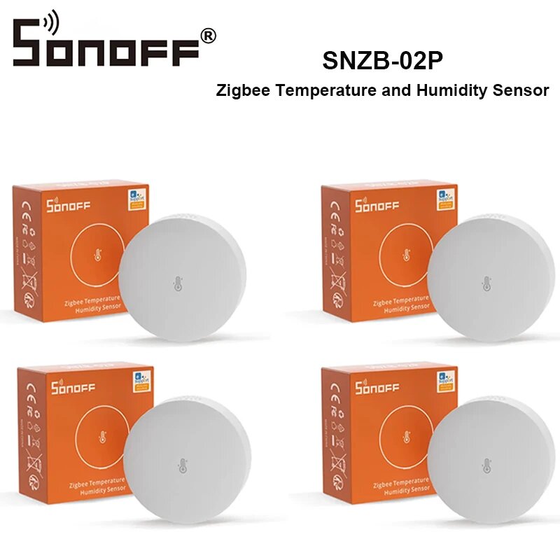 SONOFF SNZB-02P, комплект 4шт, датчик температуры и влажности