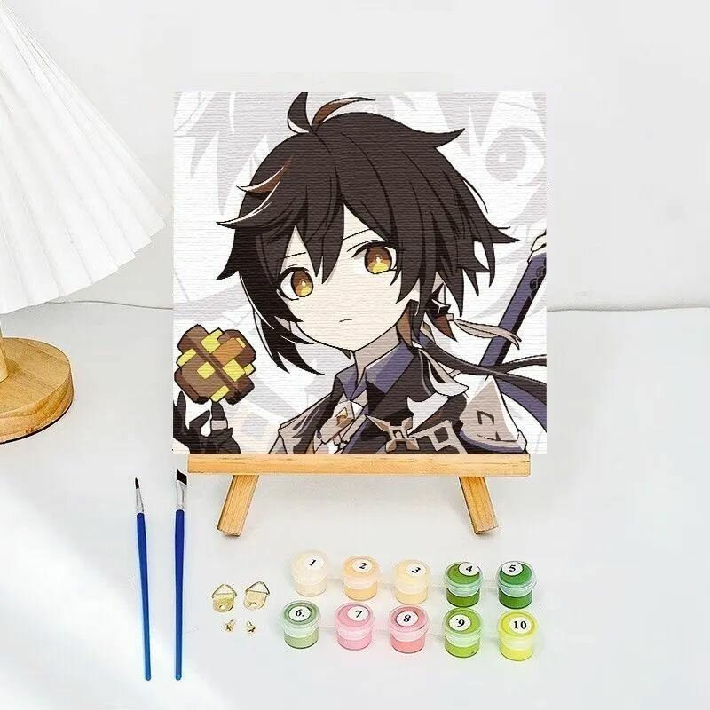 Картина по номерам, Геншин Импакт Чжун ли/Genshin Impact Zhongli, Декоративная роспись 20x20см