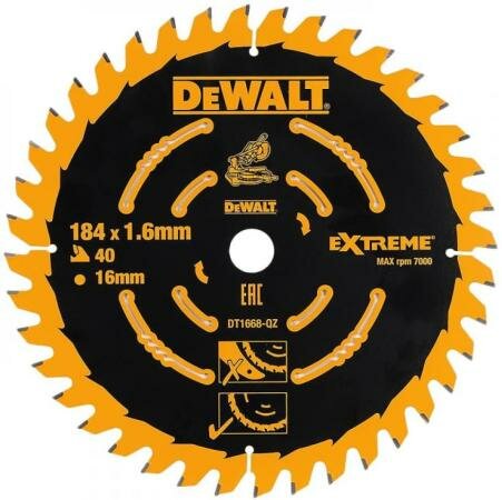 Диск пильный DeWalt DT1668-QZ 184 ммx16 мм 40зуб