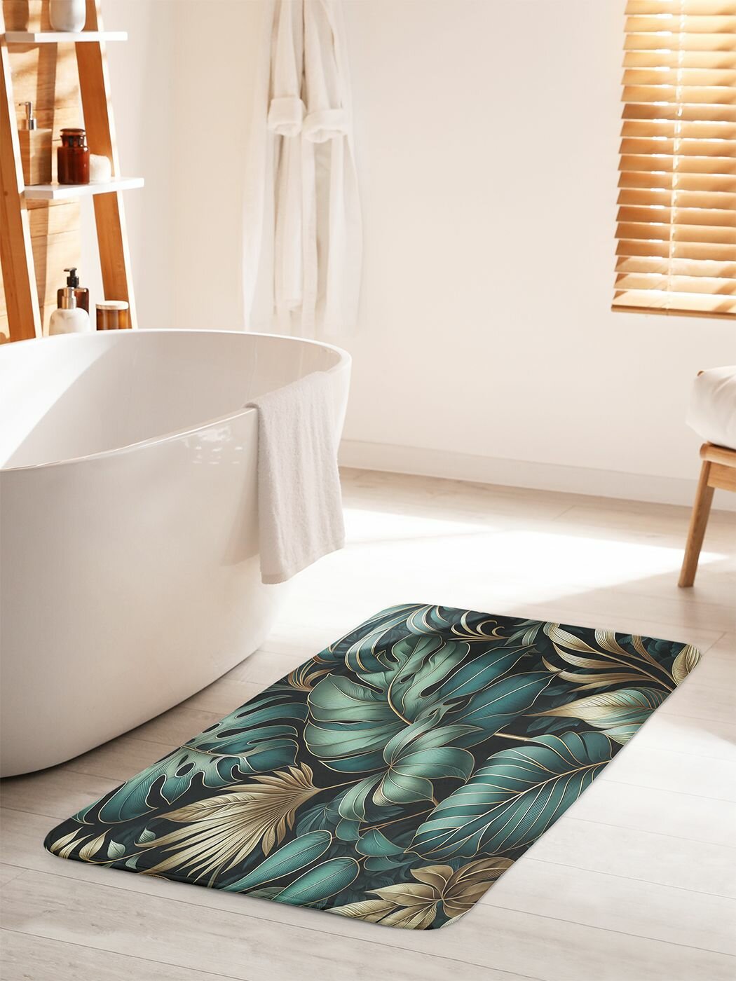 Коврик для ванной комнаты и туалета противоскользящий "Золотые листья" 60х100 см, JoyArty