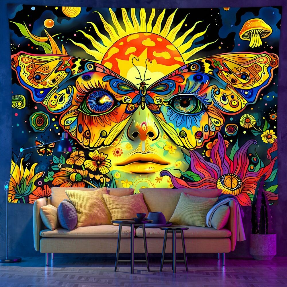 LI DESIGN UV Флуоресцентный гобелен -Классная девушка с кошкой,1 шт