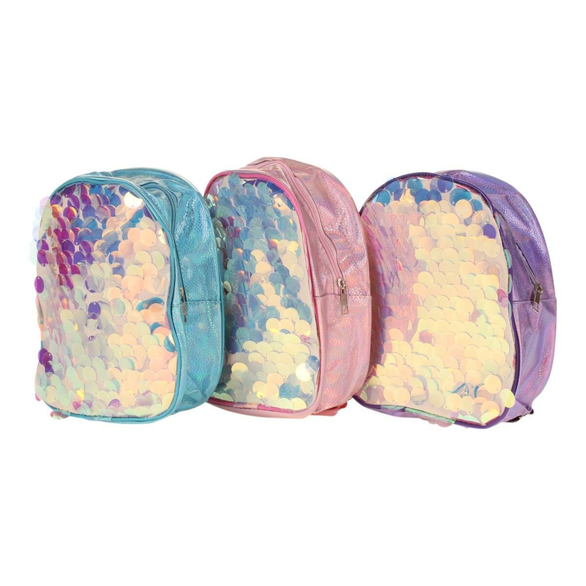 Рюкзак детский с пайетками, 23х20см, блестящий, для девочки, розовый/голубой/фиолетовый