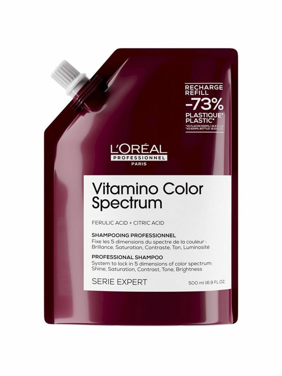 Шампунь бессульфатный L'Oreal Professionnel Serie Expert Vitamino Color Spectrum для окрашенных волос, рефил, 500 мл