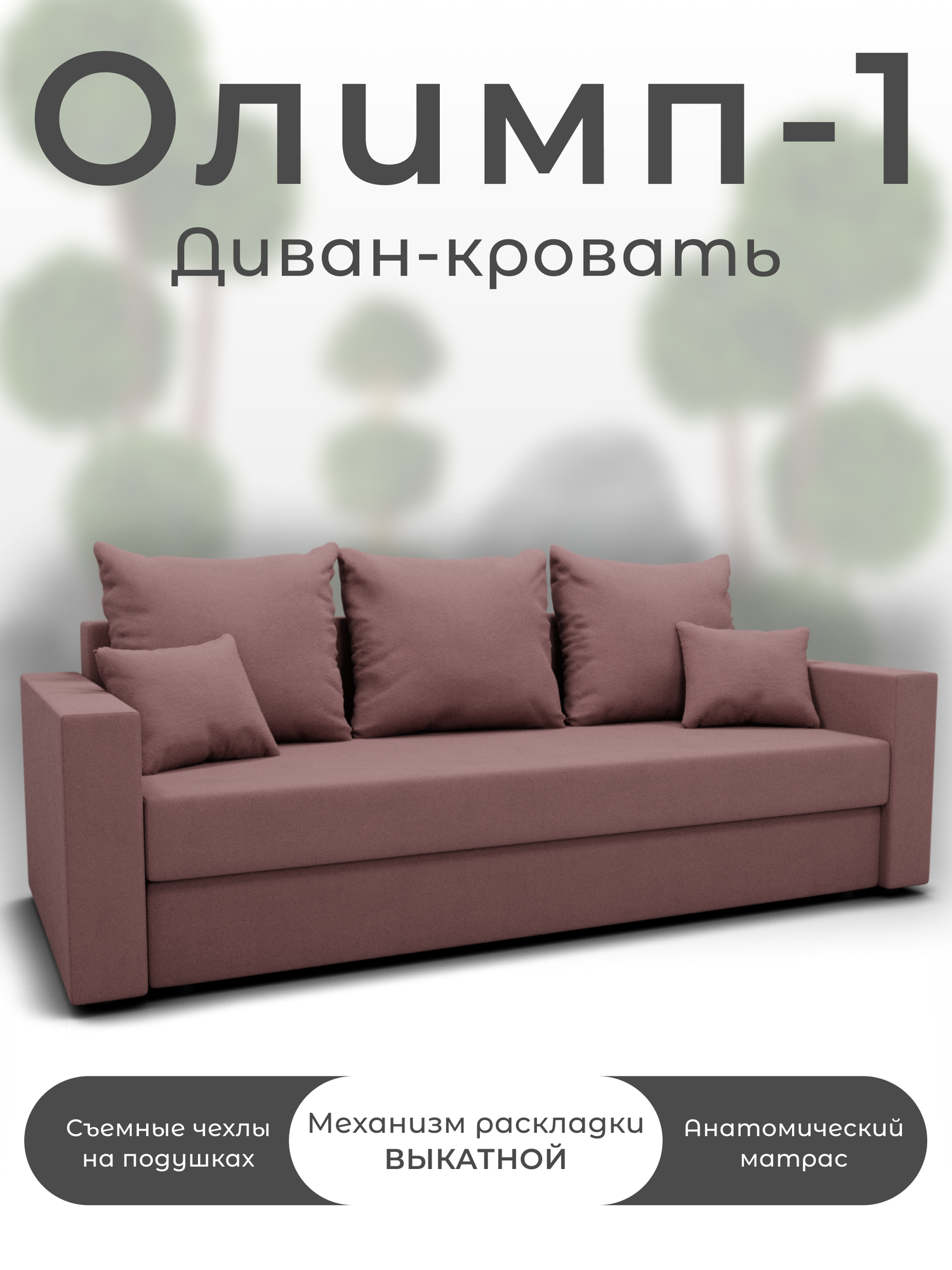 Диван-кровать HAYAT "Олимп-1", еврокнижка, велюровая обивка, с ящиком для белья
