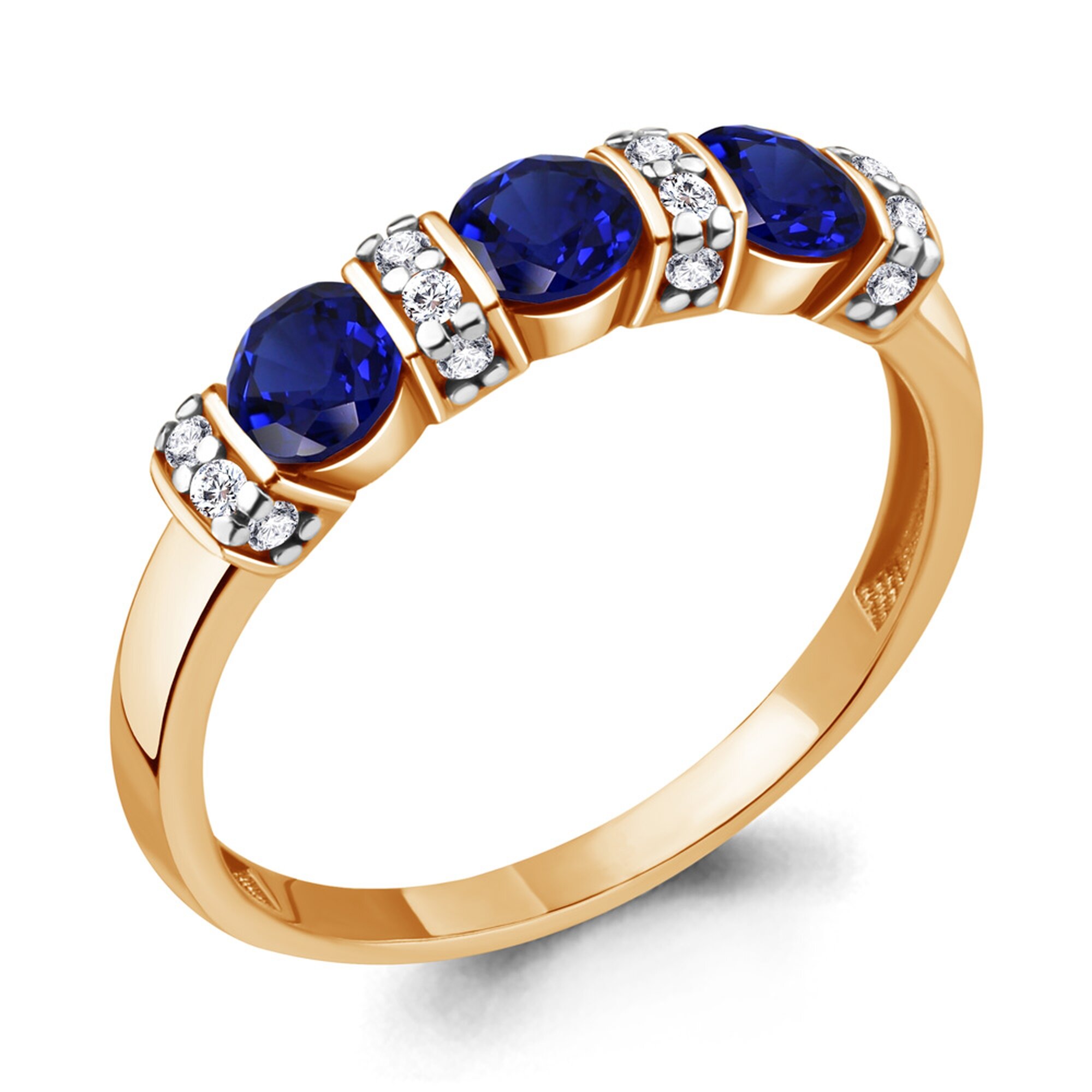 Кольцо, серебро, 925 проба, золочение, фианит