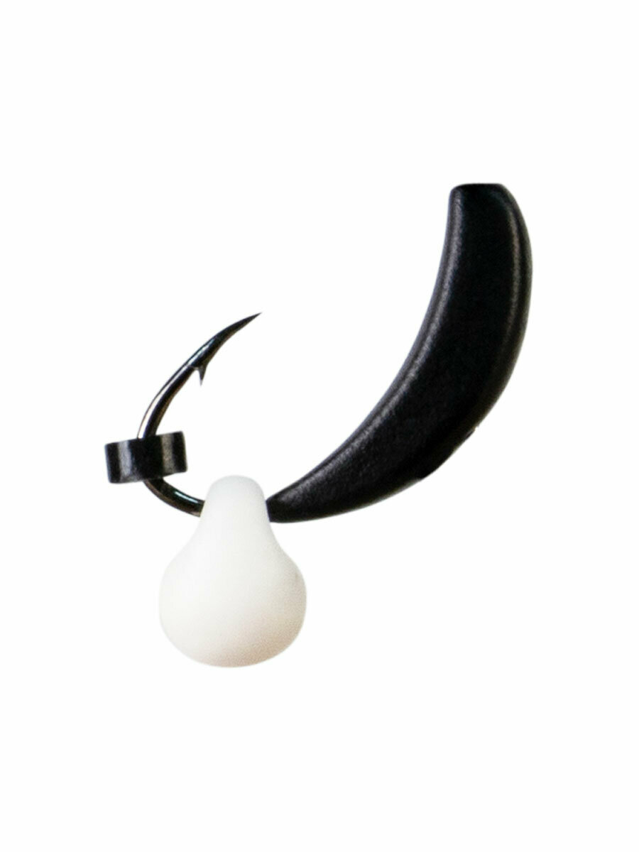 Мормышка безнасадочная (безмотылка) для летней и зимней рыбалки Банан Квадратный "Левша-НН", 0,29 г, Drops белый, крючок №2, чёрный / 3 шт.