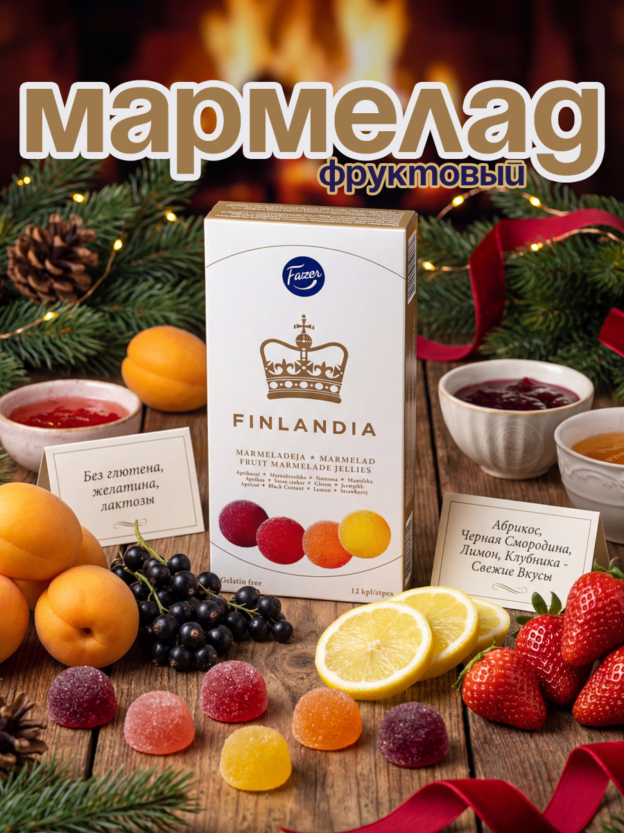 Фруктовый мармелад Fazer "Finlandia" фигурный 260 грамм Финляндия