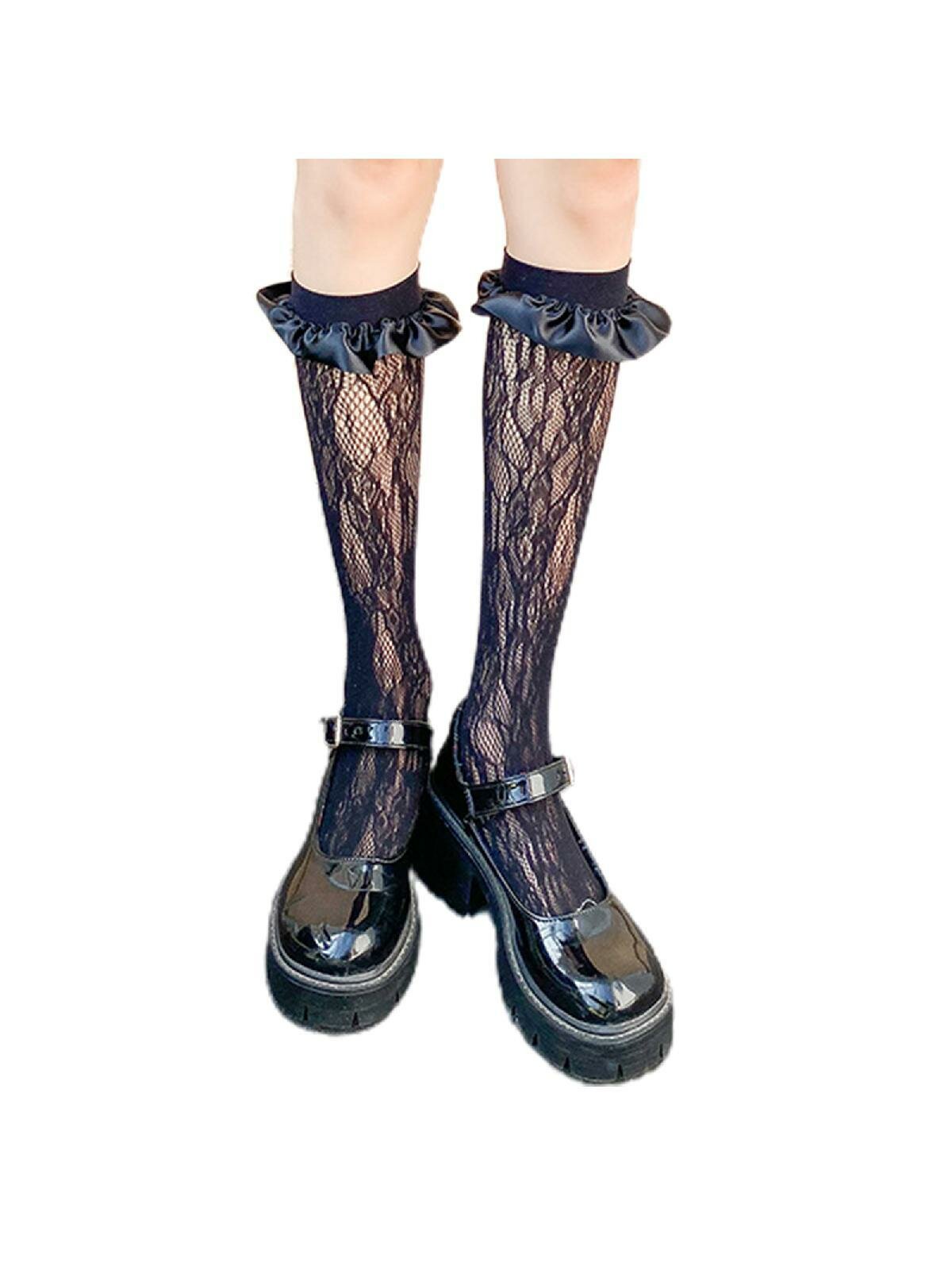 Японские лолита-чулки до колена, Черный - Трубка