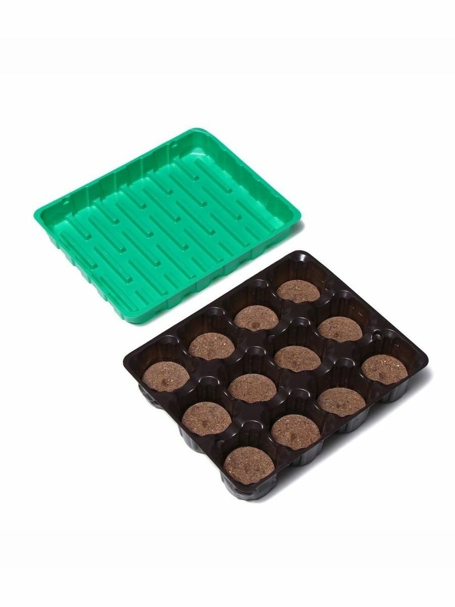 Комплект для выращивания рассады: 12 торф. табл (d41мм)+кассета+лоток