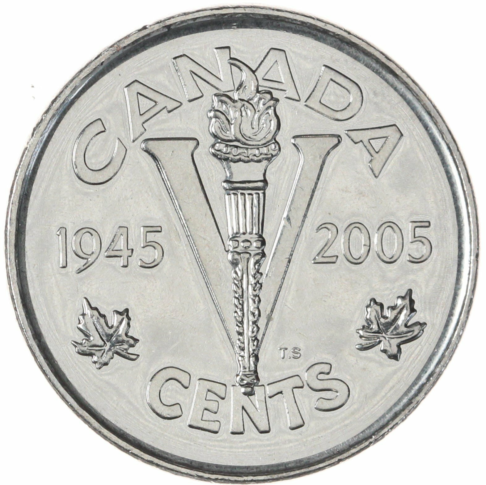 Канада 5 центов cents 2005 60 лет победе во Второй Мировой войне, Никель, в сохранности AU-UNC