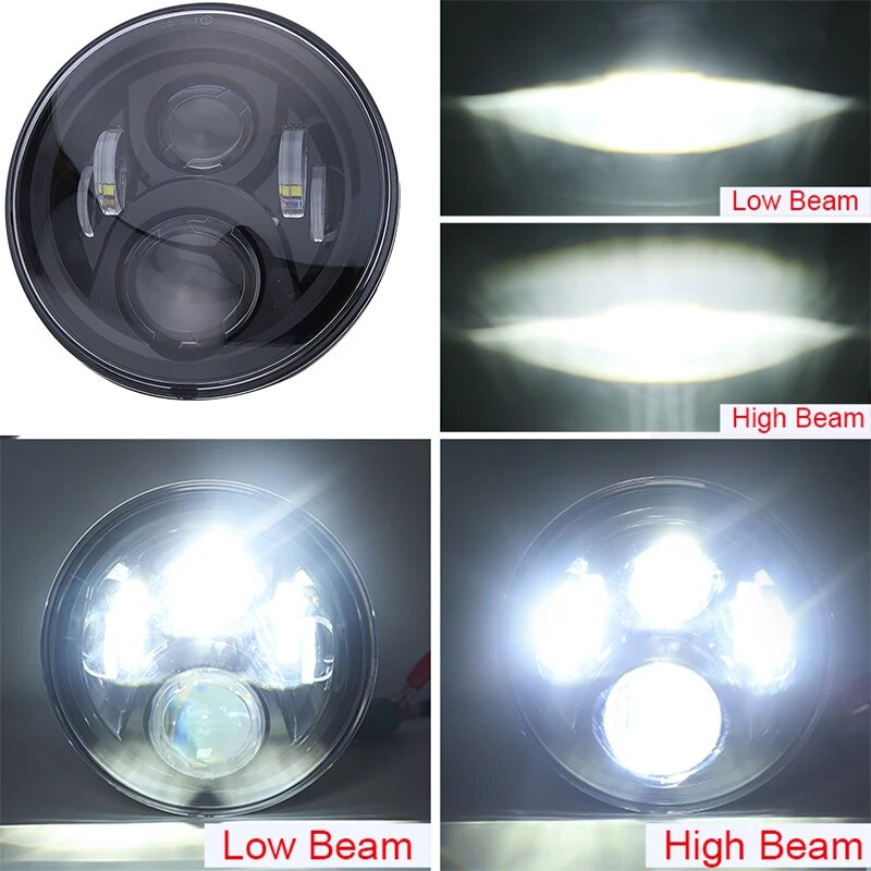 Фара для мотоцикла Harley DOT, передняя фара 7 дюймов, H4, дальний и ближний свет, для 1pcs Black