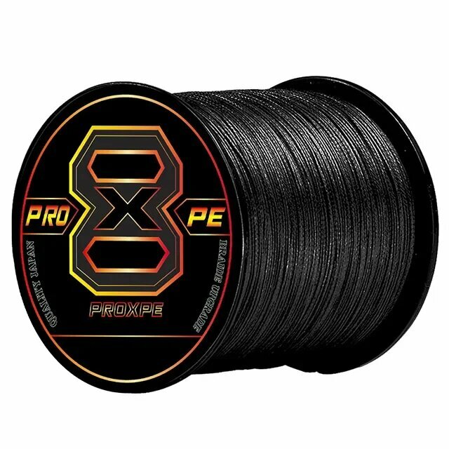 PROXPE 8-жильная плетенная леска для рыбалки Черный, 100M-0.22mm-30lb, Black