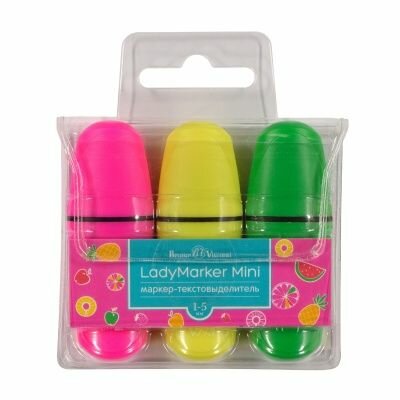 Набор текстовыделителей 3 цвета Bruno Visconti "LadyMarker Mini" 5мм, скошенный 22-0067