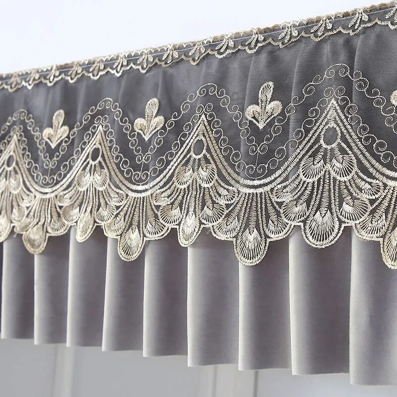 Ламбрекен портьера 350х30 см крепление Липучка серый