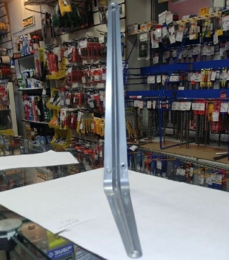 Уголок консоль кронштейн полки 300х250х0,9мм до 10кг угловой хром SANBERG чибис 1шт