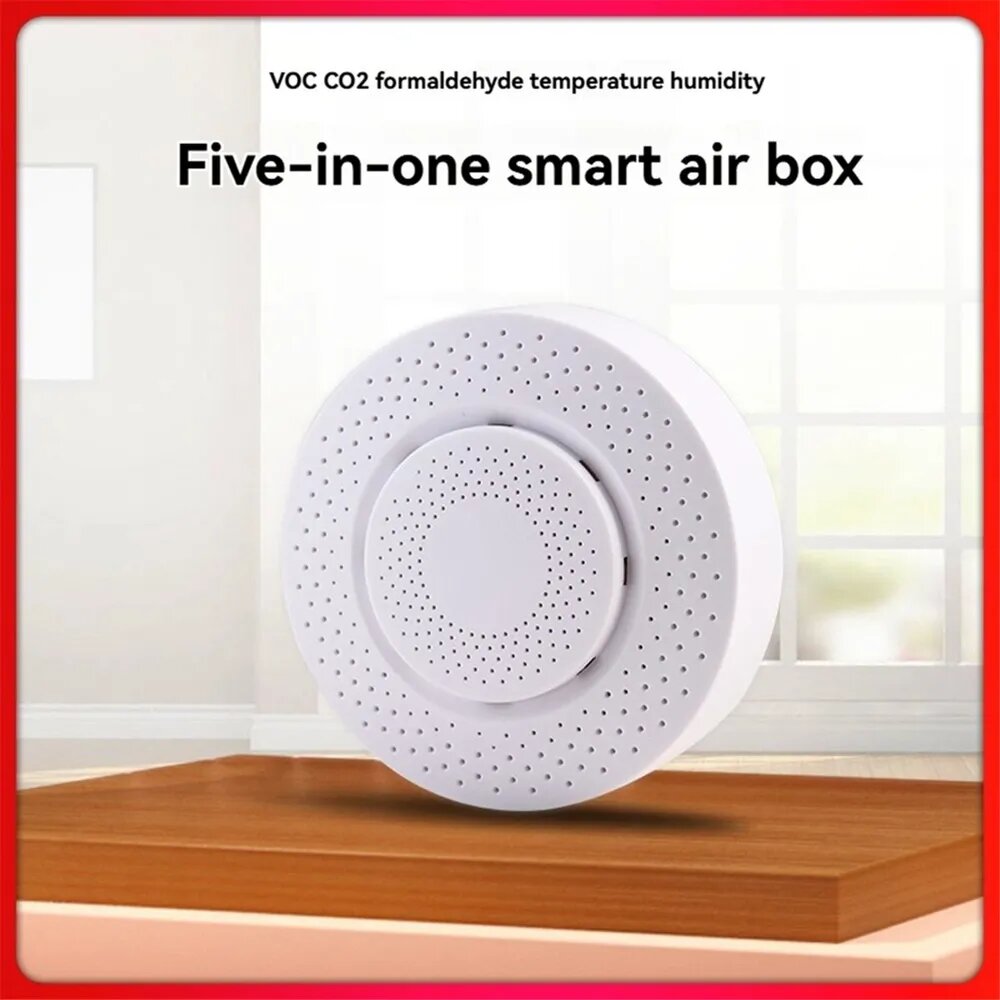 Tuya WIFI Air Quality Monitor 5 в 1 Формальдегид VOC CO2 Датчик температуры и влажности Поддержка дистанционного управления