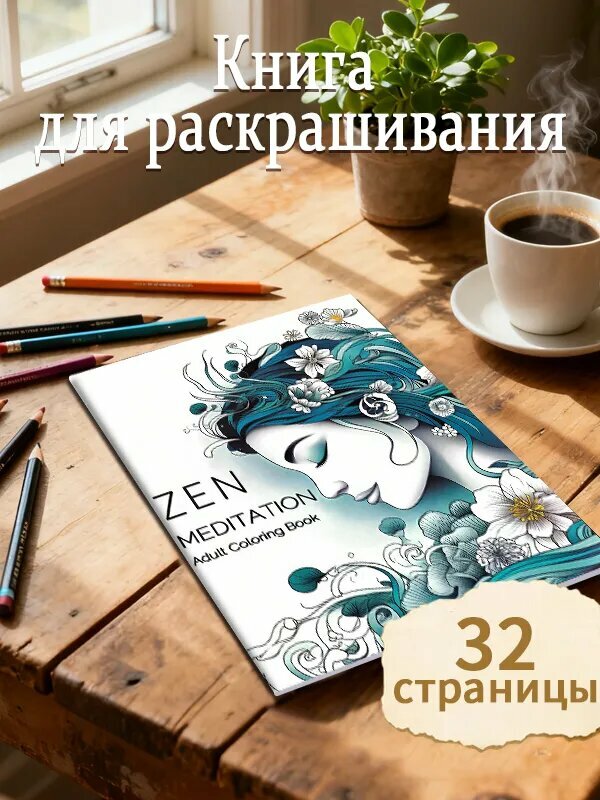 Раскраска антистресс для взрослых-Q007 ZEN расслабление и снятие стресса А4 160г/м бумага оригинальные рисунки