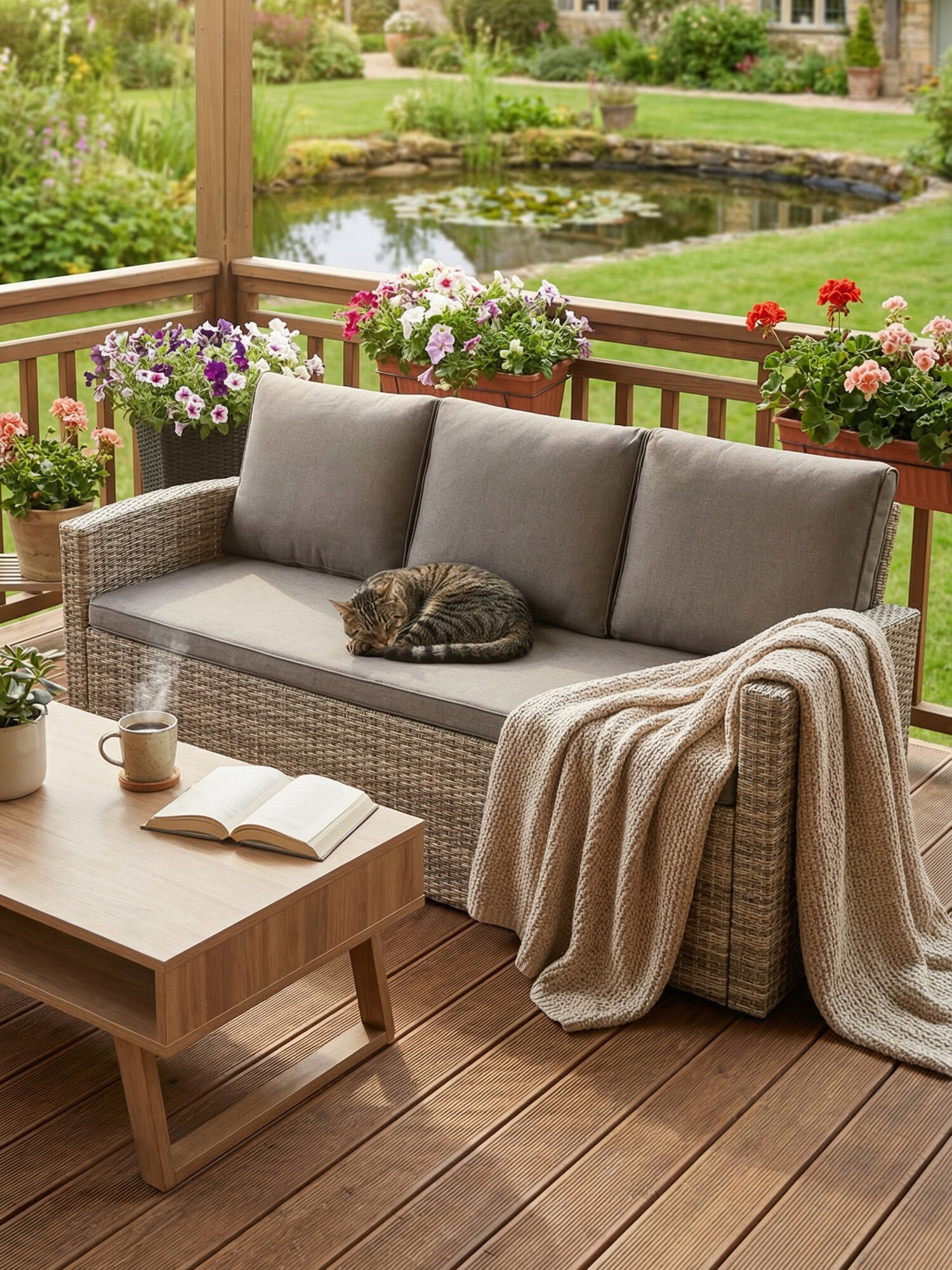 Диван 3-х местный из искусcтвенного ротанга Палермо диван (Palermo sofa 3), серый